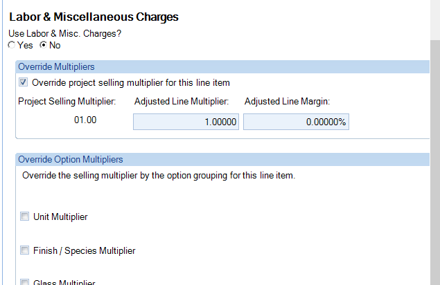 OMS - How to change multipliers for individual line items